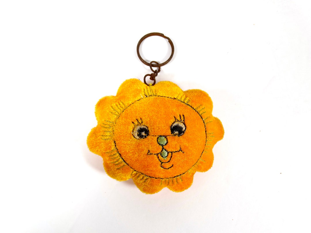 70s Lion Keychain Cute Lion Keychain Velvet Lion Key Chain Lion Key Fob ...