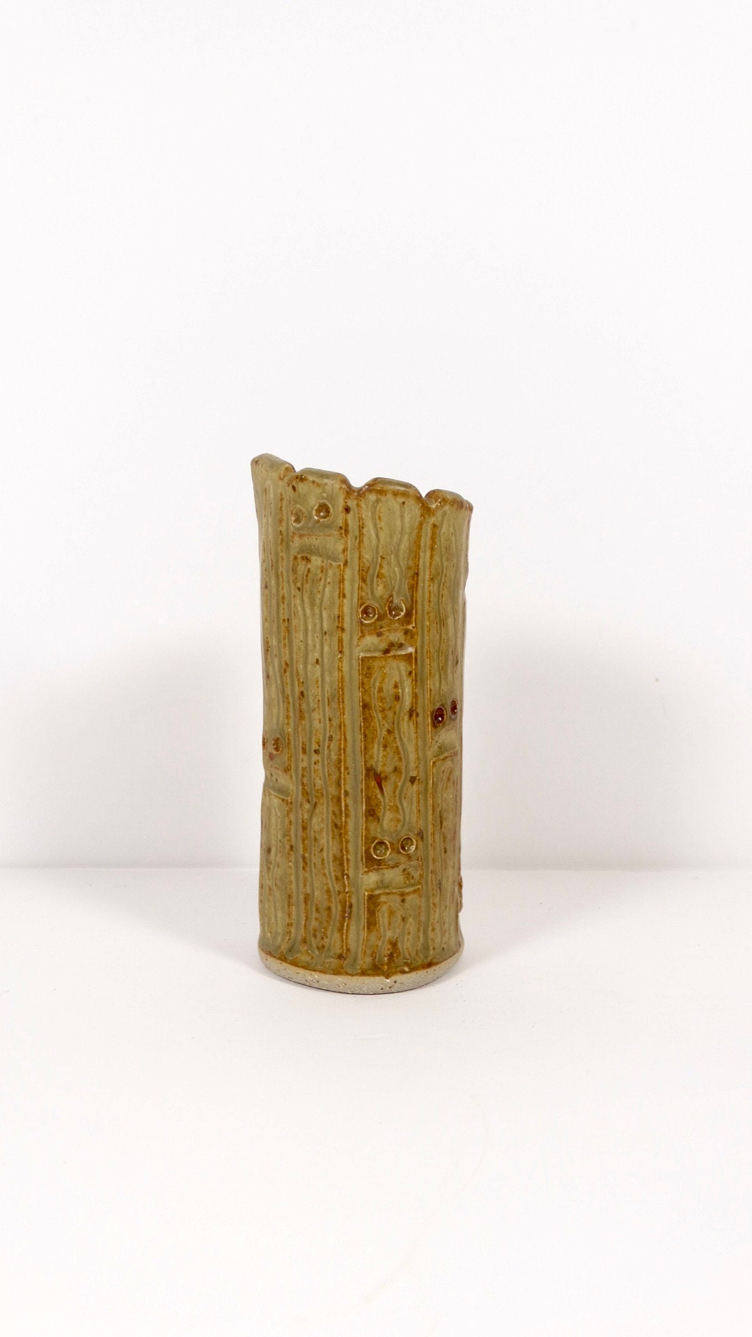 Vintage Slab Pottery Plank Vase - Slab Built Faux Wood Vase Small Vase ...