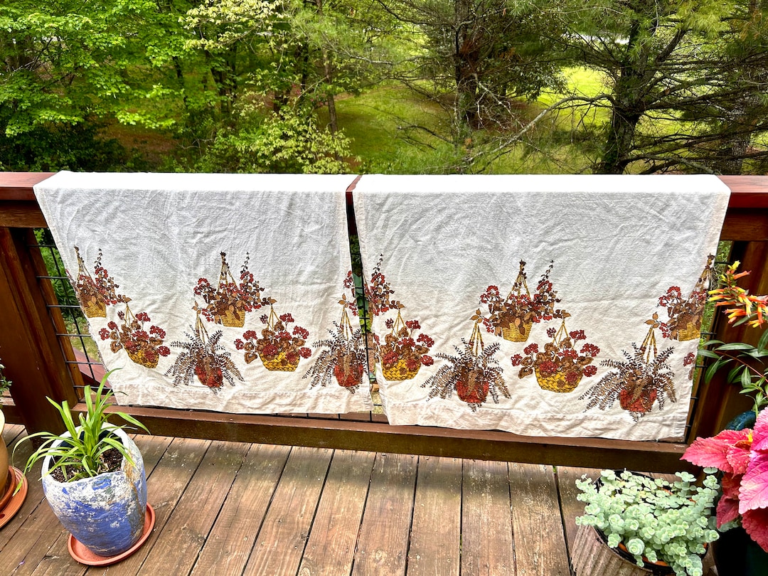 1970s Sears Curtains 70s Curtain Panels - Set of 2 Kitchen Curtains ...