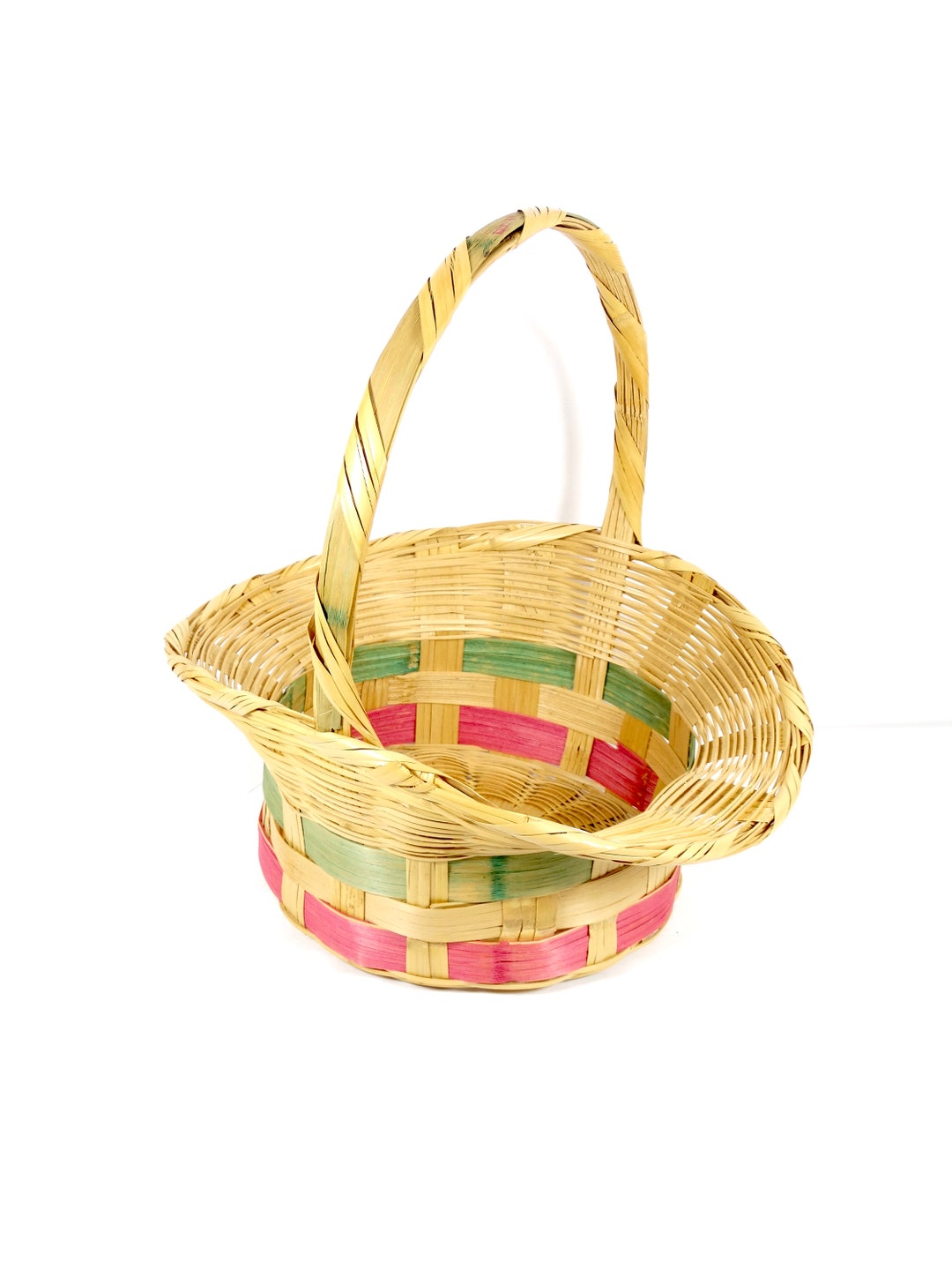 Large Vintage Easter Basket - 1950s 1960s Wicker Basket Large Easter ...