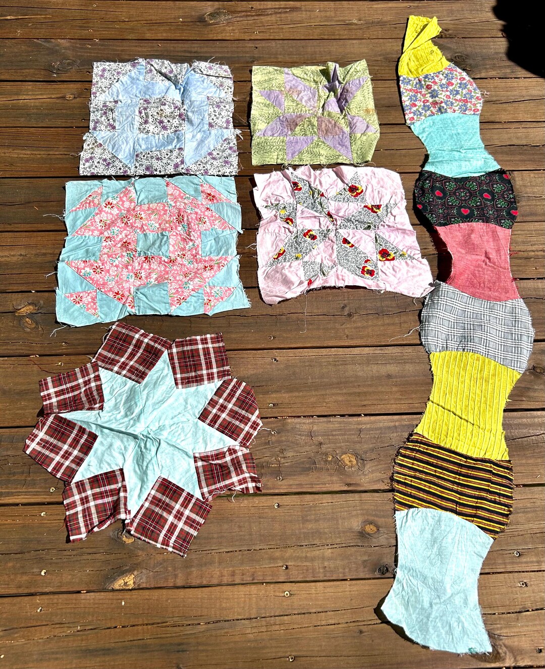 1940s-1950s Quilt Pieces Flour Sack Quilt Pieces Vintage Quilt Pieces ...