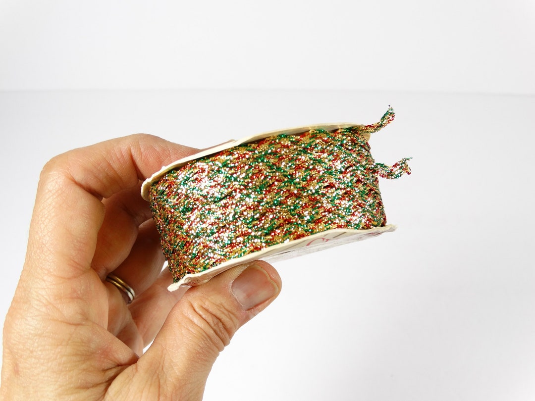 Vintage Cleo Metallic Flat Braid Christmas Ribbon Gold Red Green ...