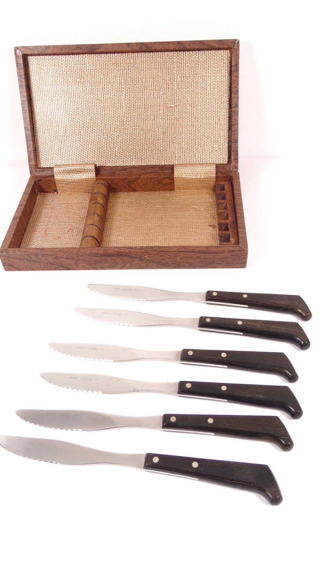 Midcentury West Bend Steak Knives Knife Set of 6 Modernist MCM Teak and ...