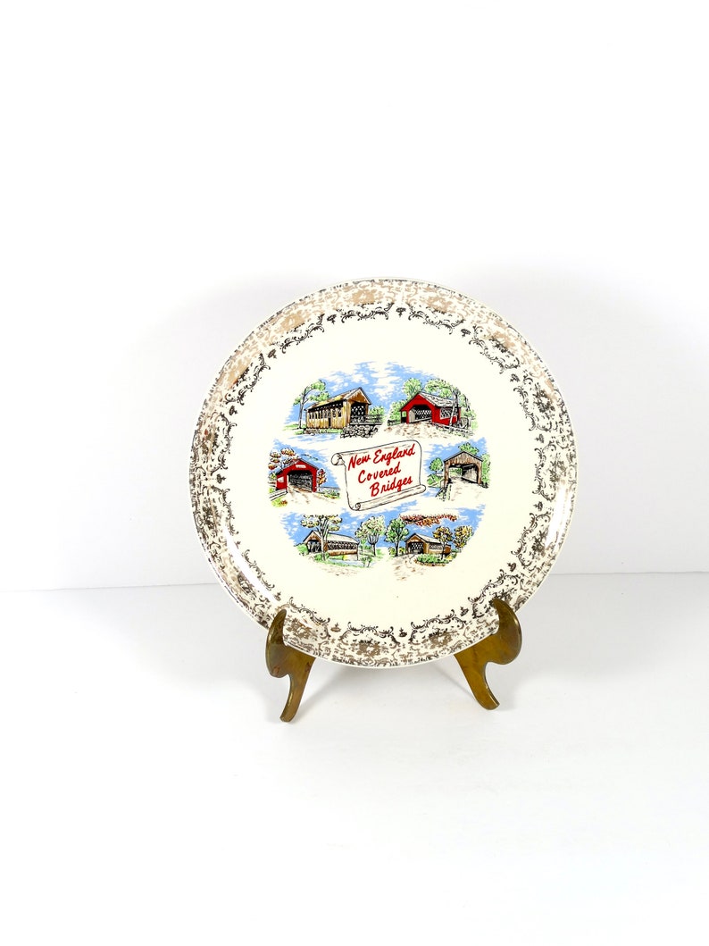 Vintage New England Souvenir Plate Covered Bridges Plate New - Etsy