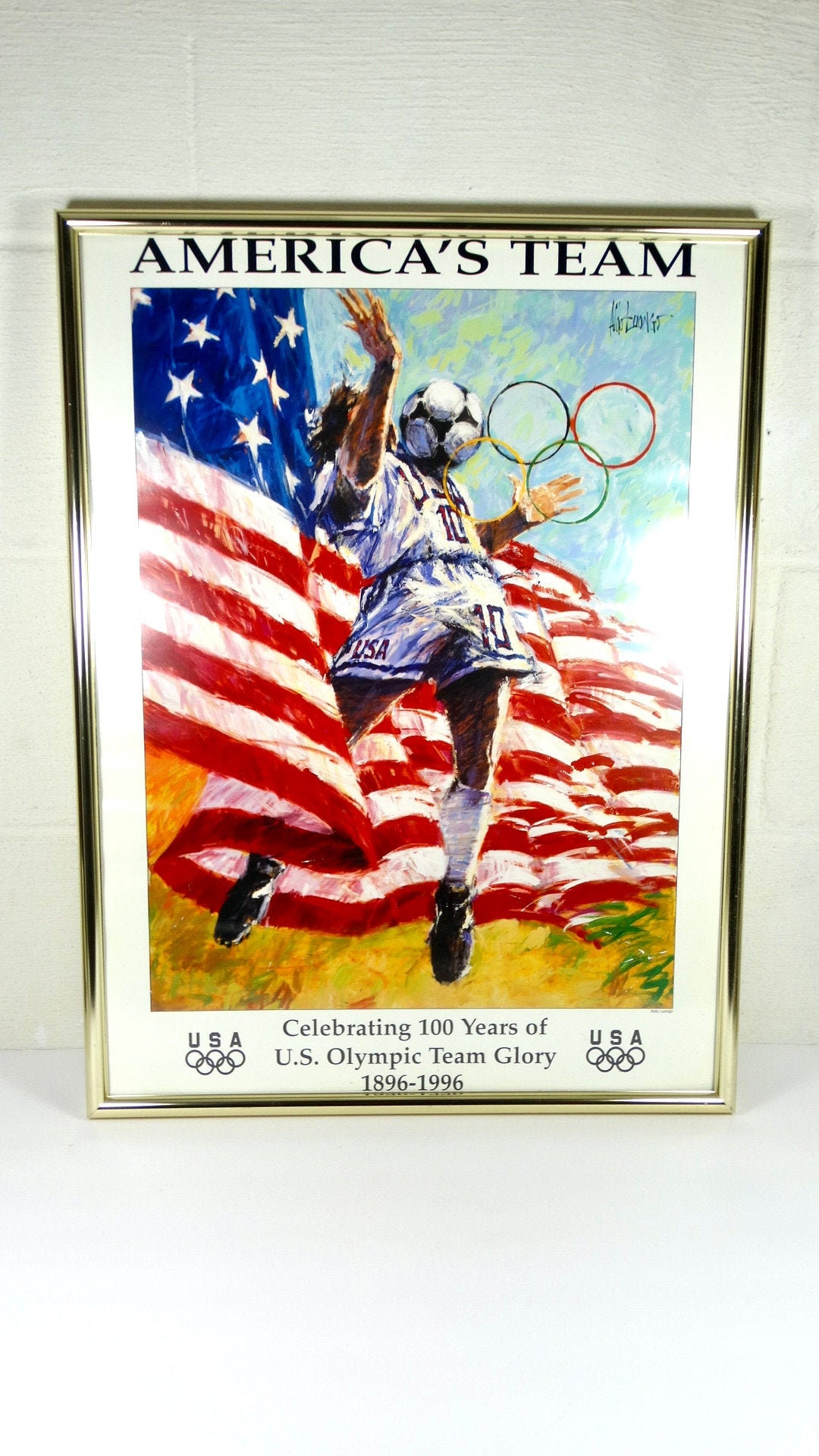 1996 Aldo Luongo USWNT Poster Team USA Womens Soccer 1996 Olympics ...