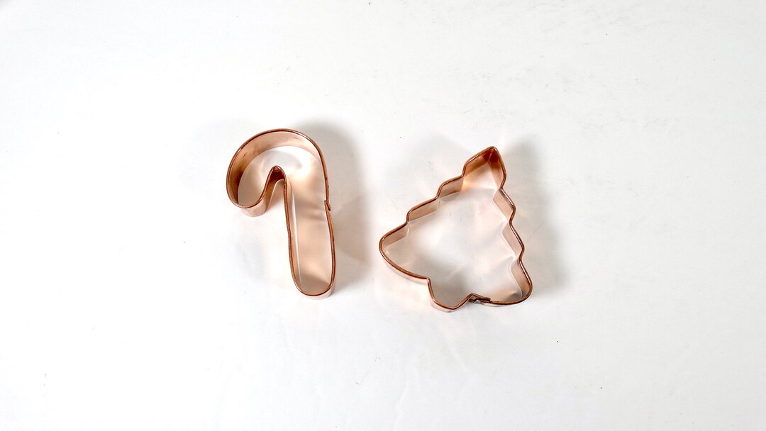 Vintage Copper Cookie Cutters - Set of 2 Candy Cane Christmas Tree Real ...