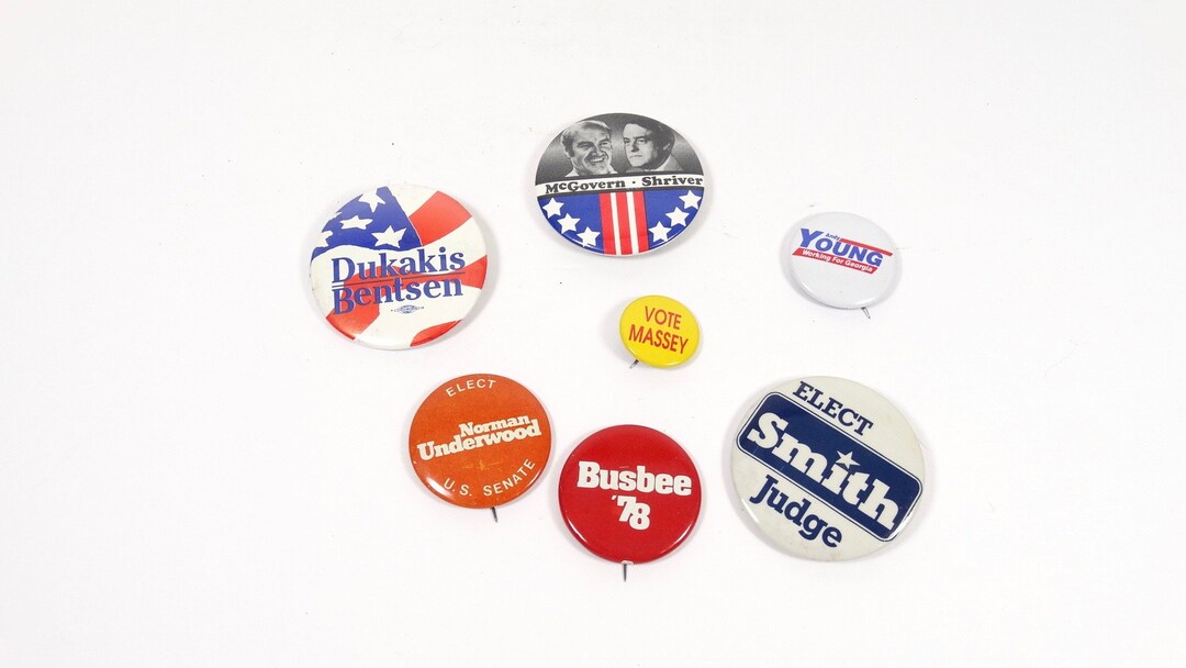 Set of 7 Vintage Political Buttons, Assorted 1970s-1990s Political ...