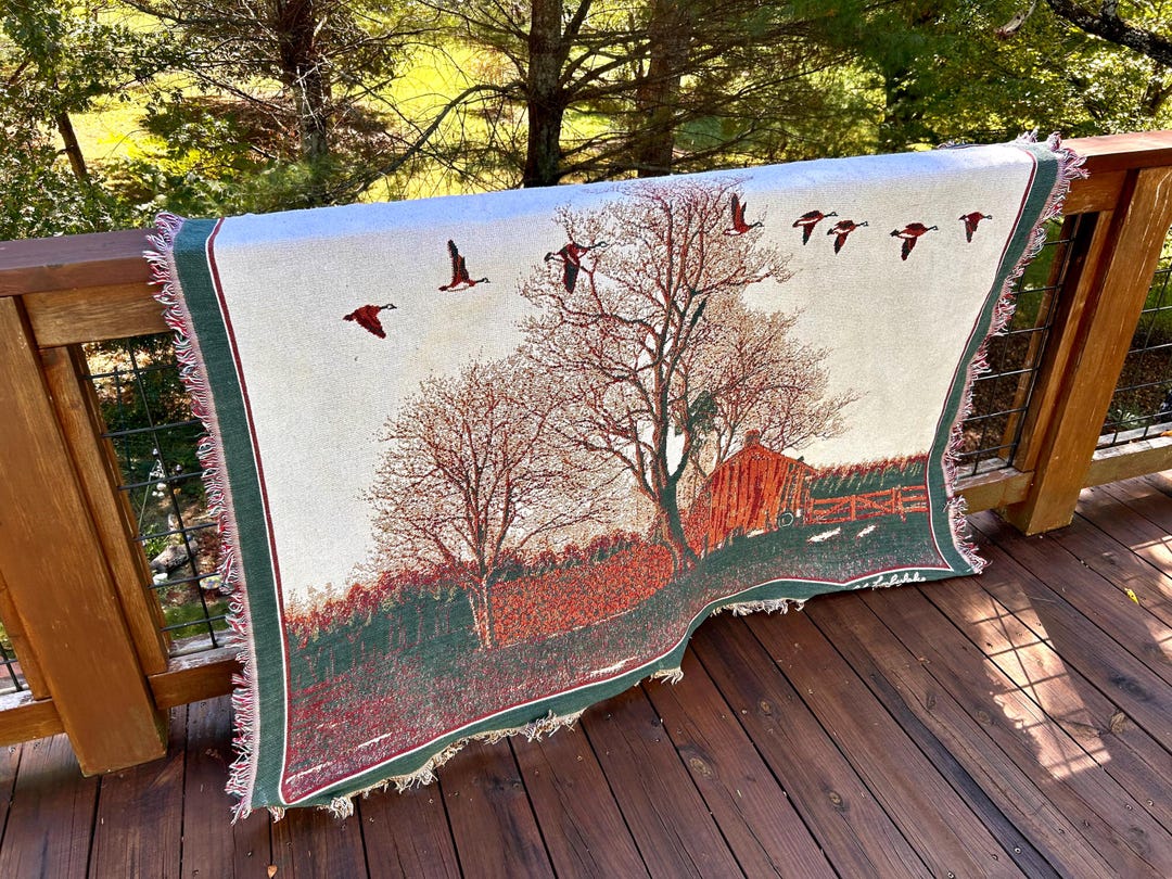 1990s Bob Timberlake Tapestry Blanket 90s Reversible Blanket Cotton ...