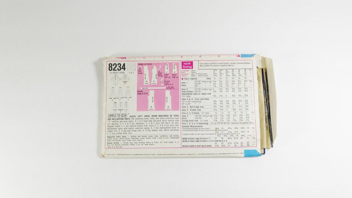 Simplicity 8234 Vintage 1969 Misses Jiffy Dress Micro - Etsy