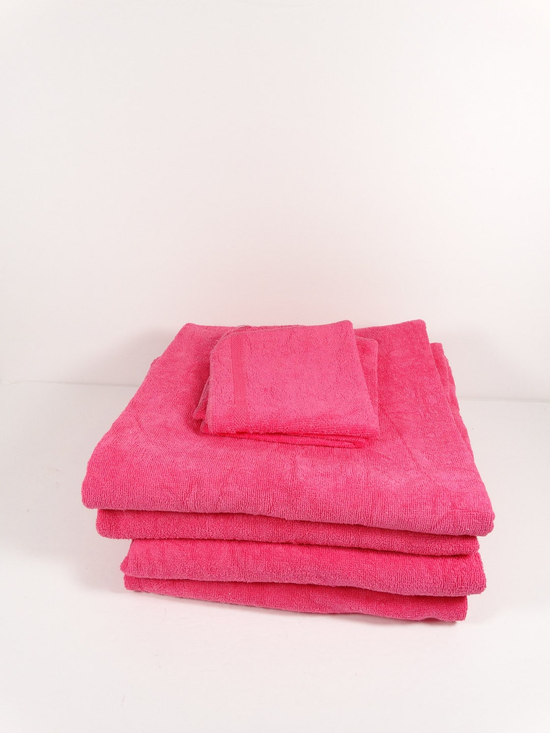 1970s Hot Pink Towels - 6 Piece Set Vintage Pink Towels Hot Pink Towels ...