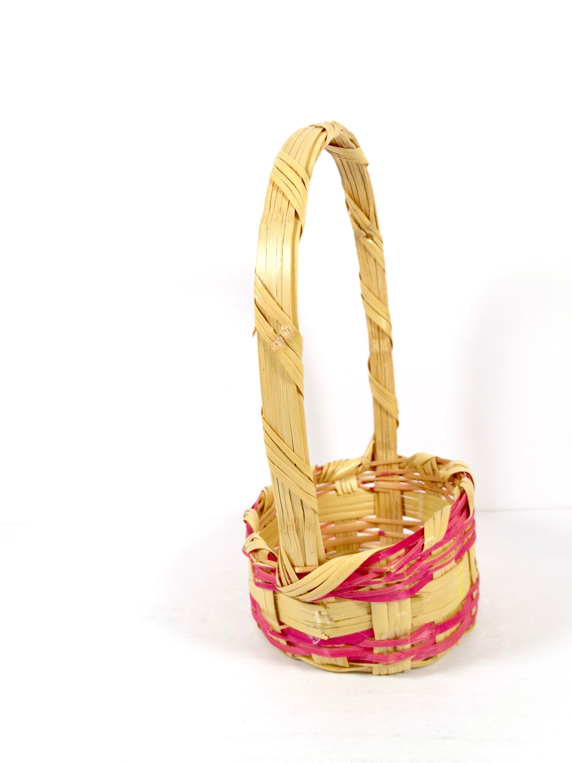 1950s-1960s Easter Basket - Tiny Wicker Easter Basket - Mexico Striped ...