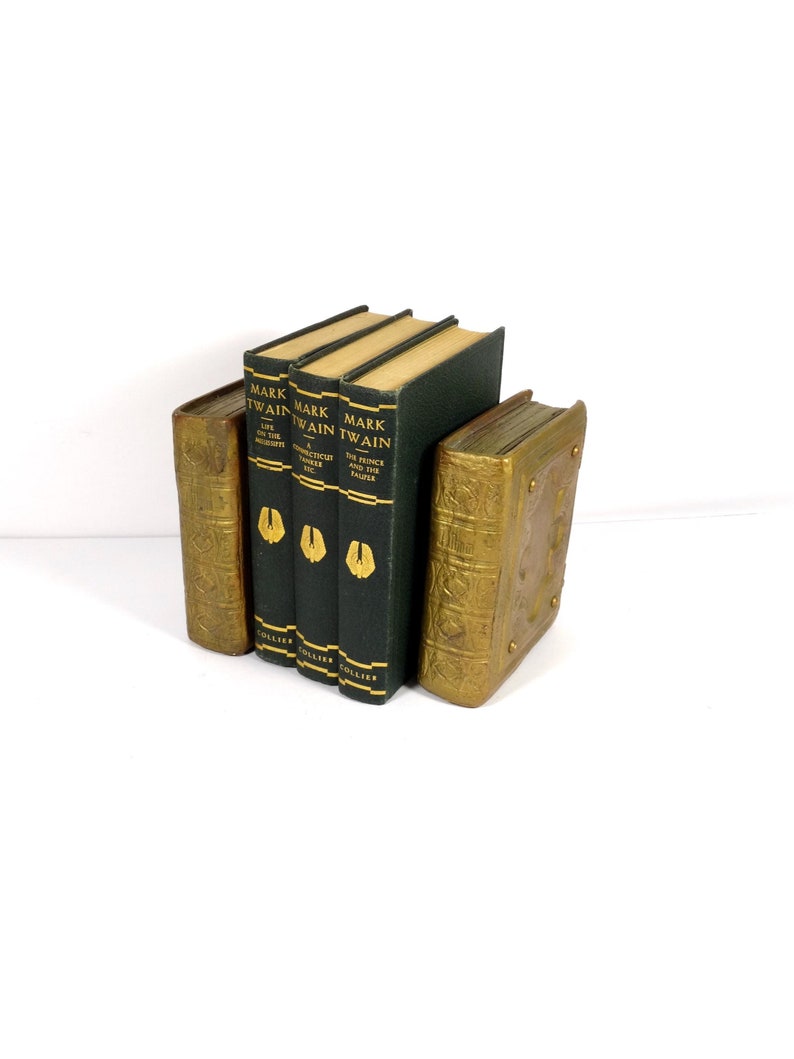 Vintage Plaster Bookends Book Bookends Vintage Bookends Faux Book ...