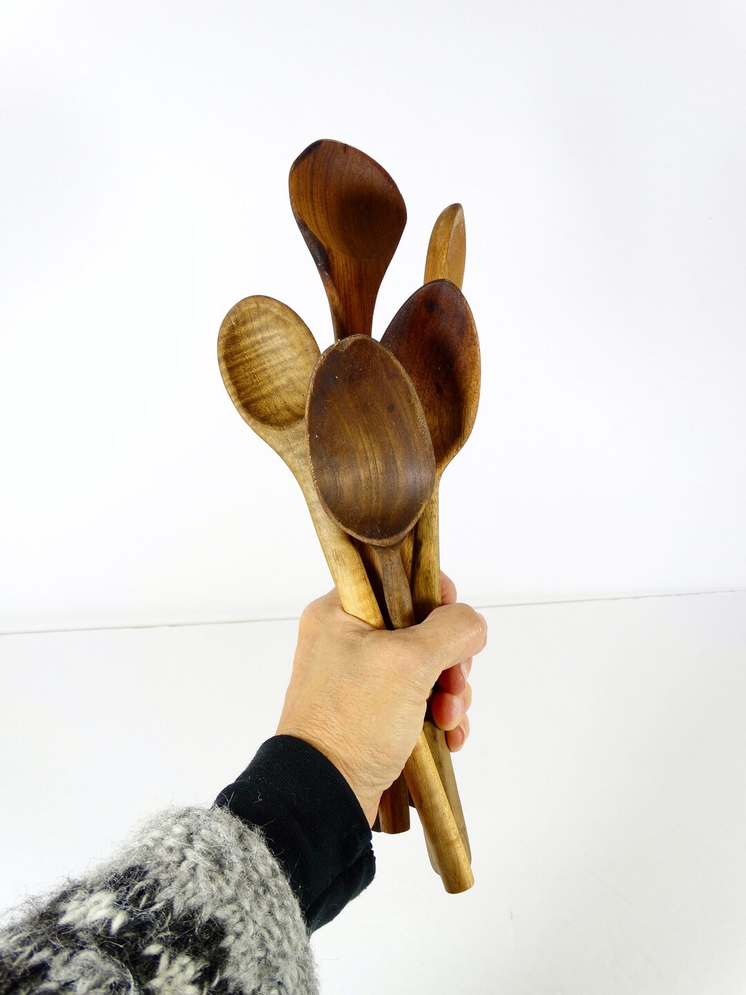 Vintage Rustic Spoon Set of 5 Mismatched Wooden Spoons Vintage Wood ...