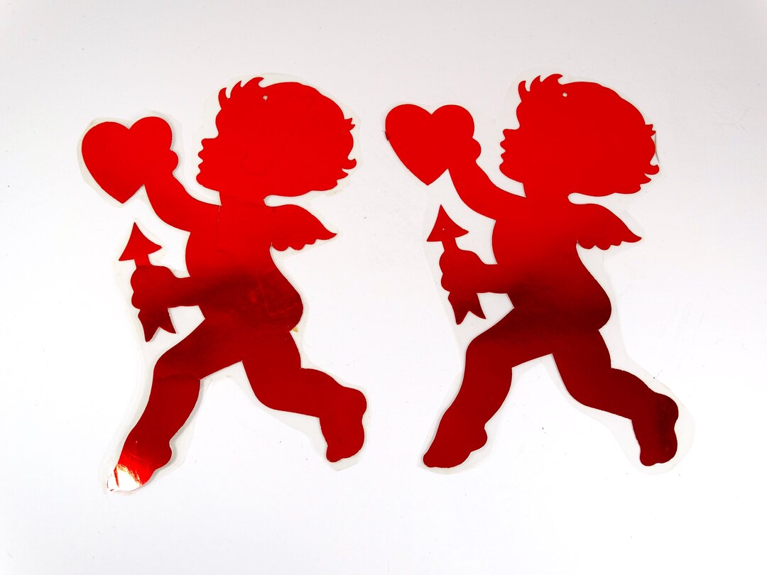 Vintage Shiny Red Cupid Die Cuts - Set of 2 Cupid Diecuts Classroom ...