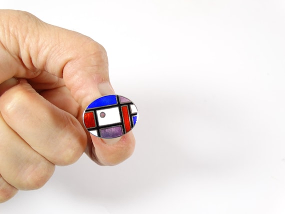 Vintage Enamel on Sterling Pin Vintage Enamel Pin Ena… - Gem