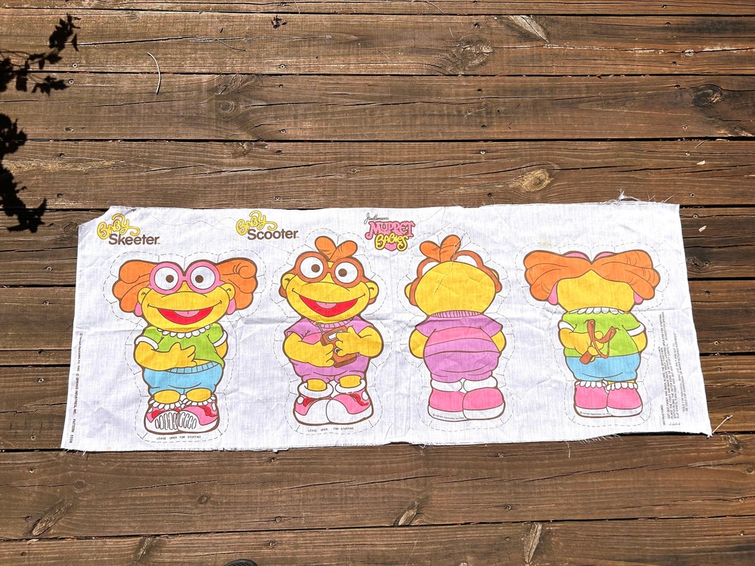 1985 Muppet Babies Pillow Fabric Skeeter and Scooter Pillow Material ...