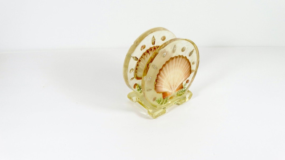 70s Resin Seashell Napkin Holder - Shell Napkin Holder Kitsch Tropical ...
