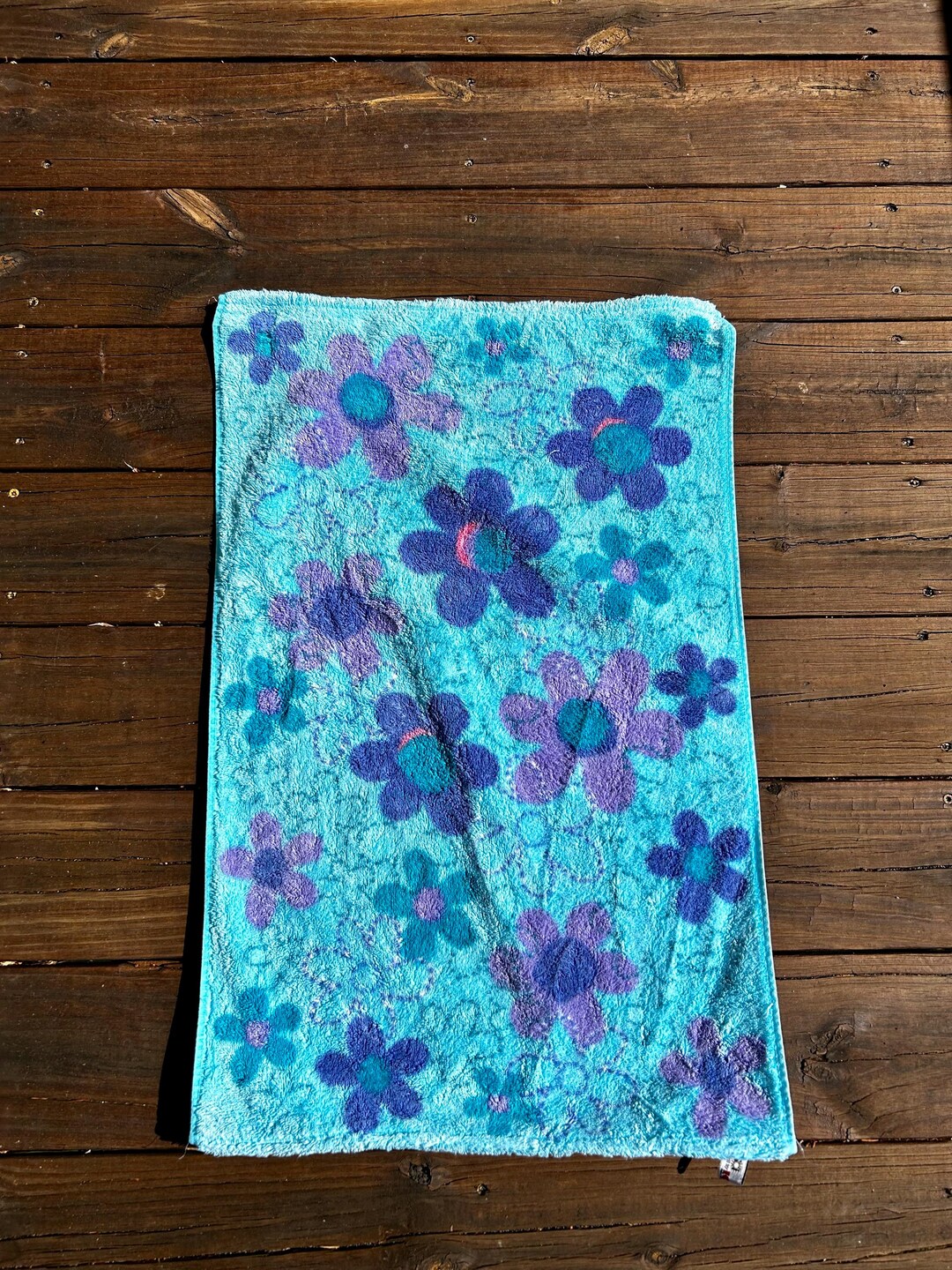 Vintage Daisy Towel Blue and Purple Daisies Terrisol Hand Towel Vintage ...
