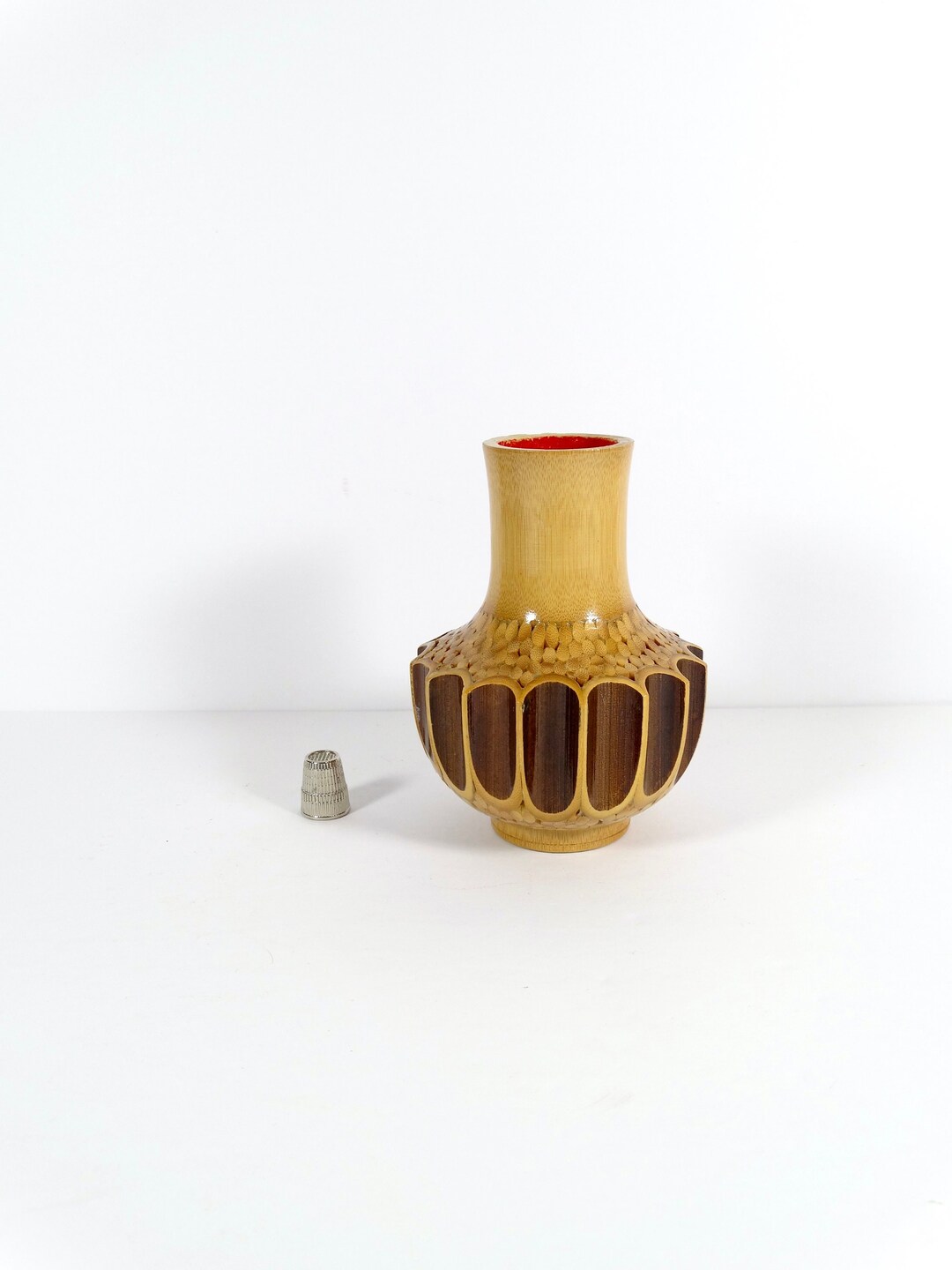 Vintage Bamboo Vase Bamboo Cane Vase Wooden Vase Unique Vase Midcentury ...