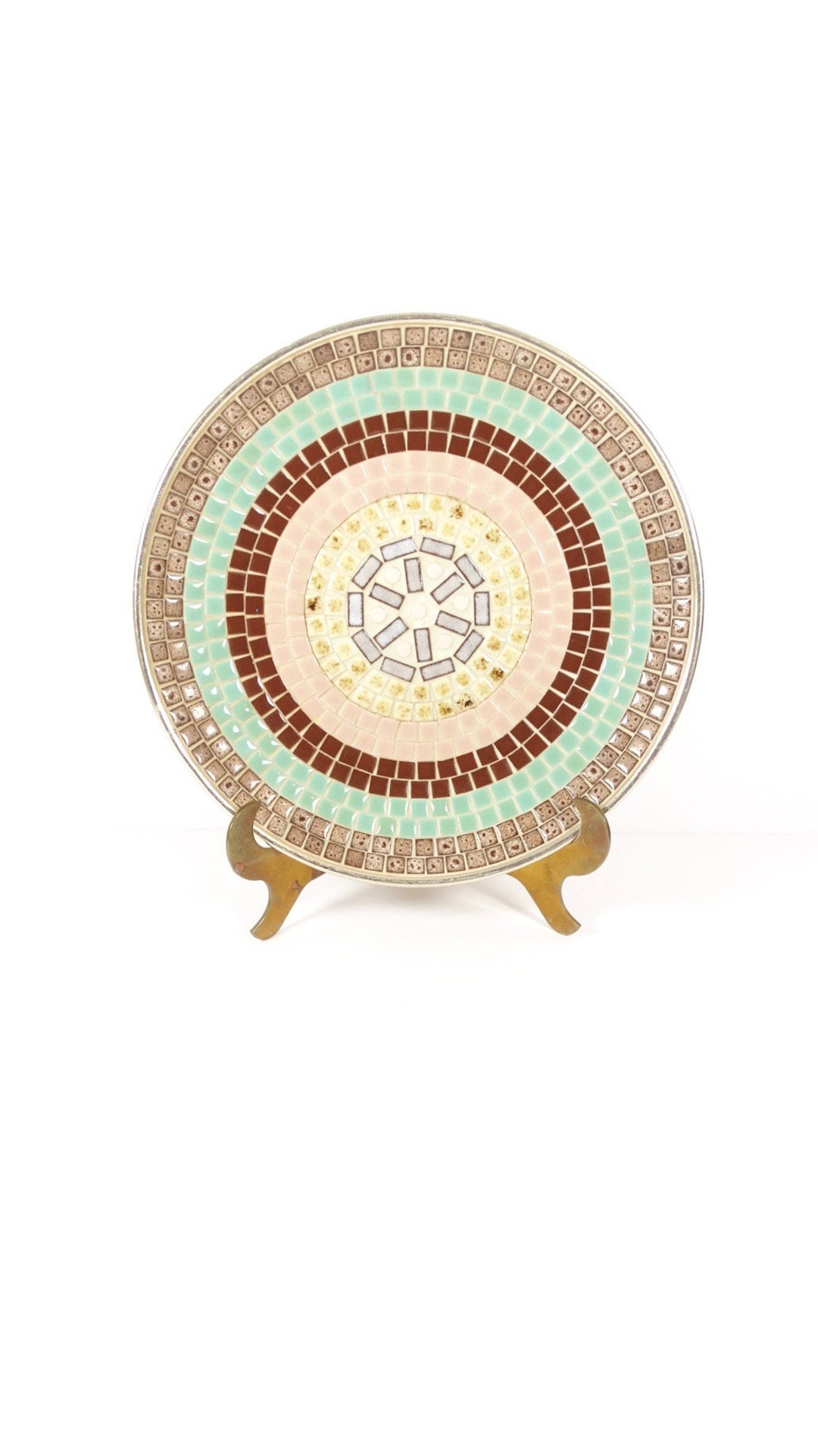 Amazing Large 50s Mosaic Platter Wall Hanging Tile Mosaic Round Plate ...