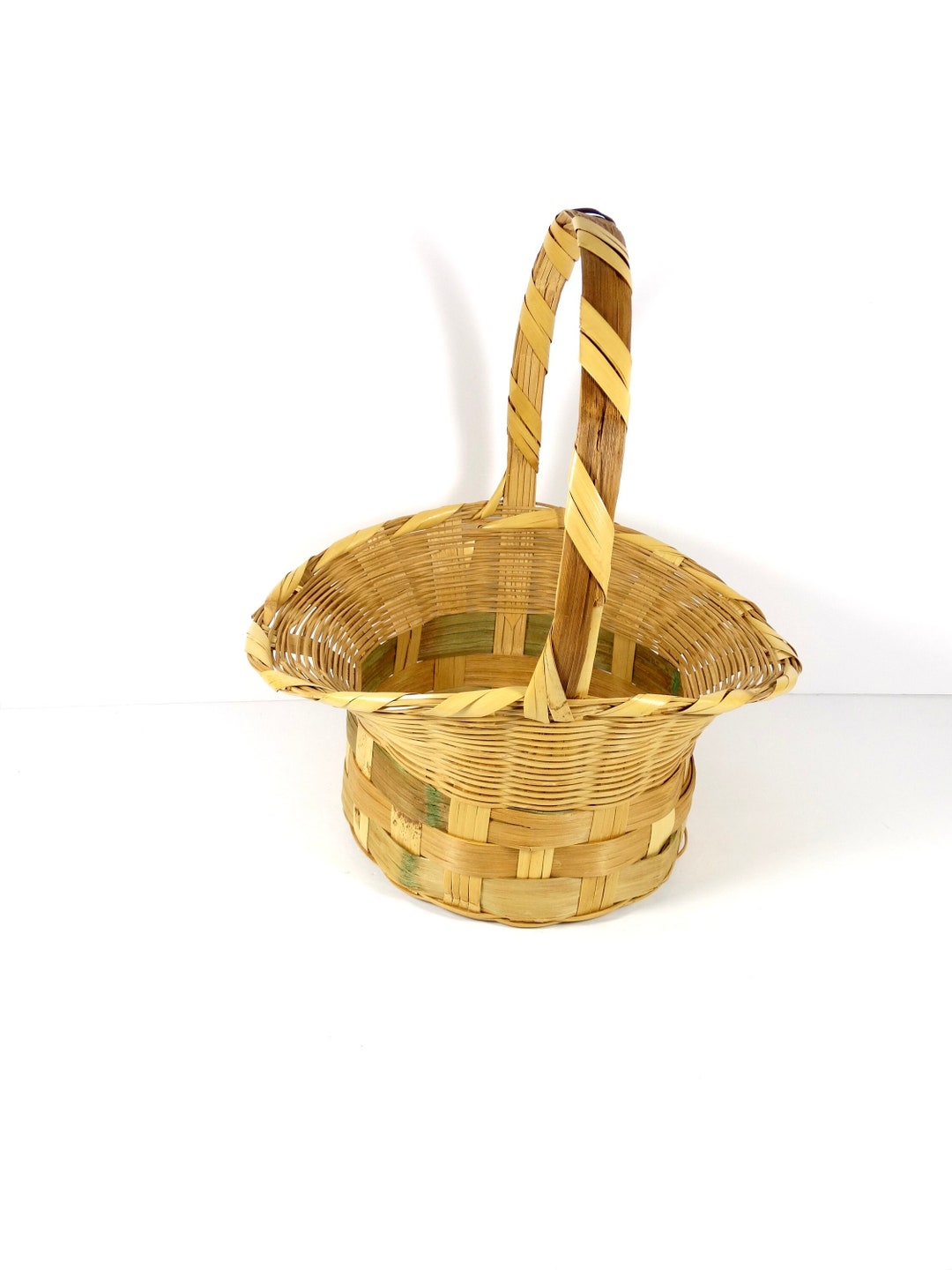 Vintage Easter Basket - 1950s - Flared Rim Oval Wicker Basket - B101 - Etsy