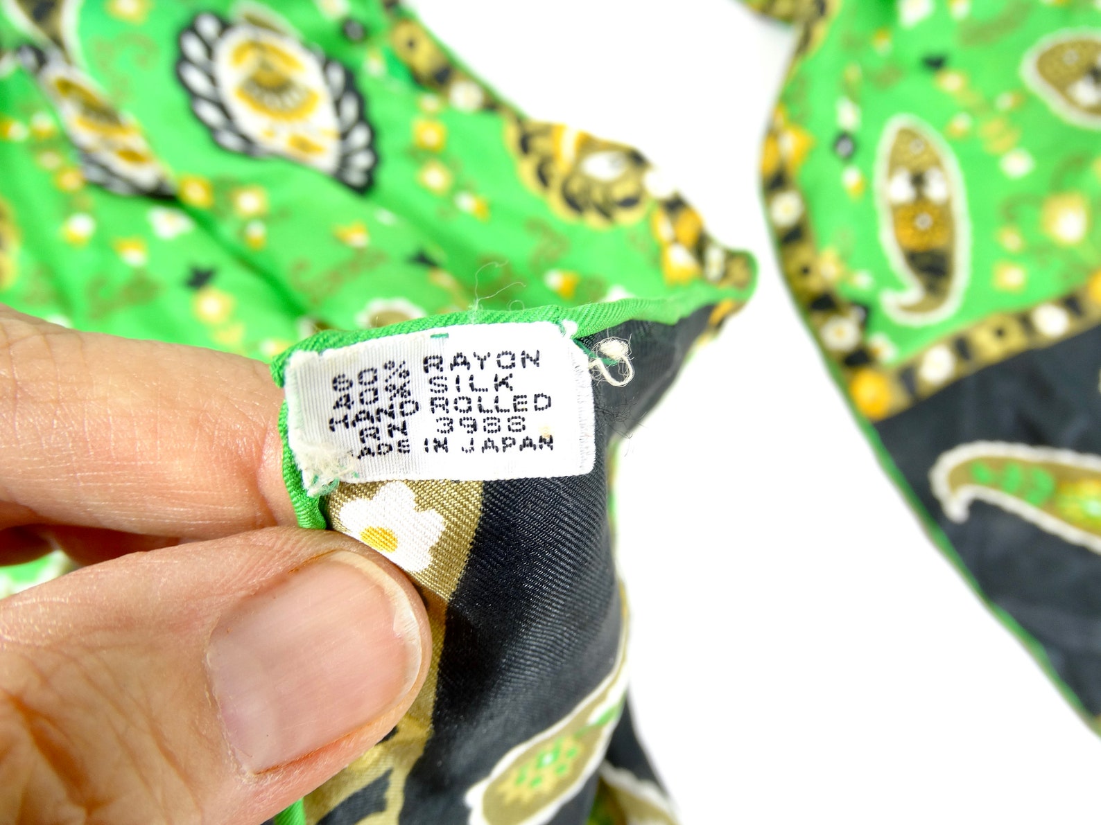 1960s Paisley Silk Scarf Vintage Silk Scarf Emerald Green Paisley Scarf ...