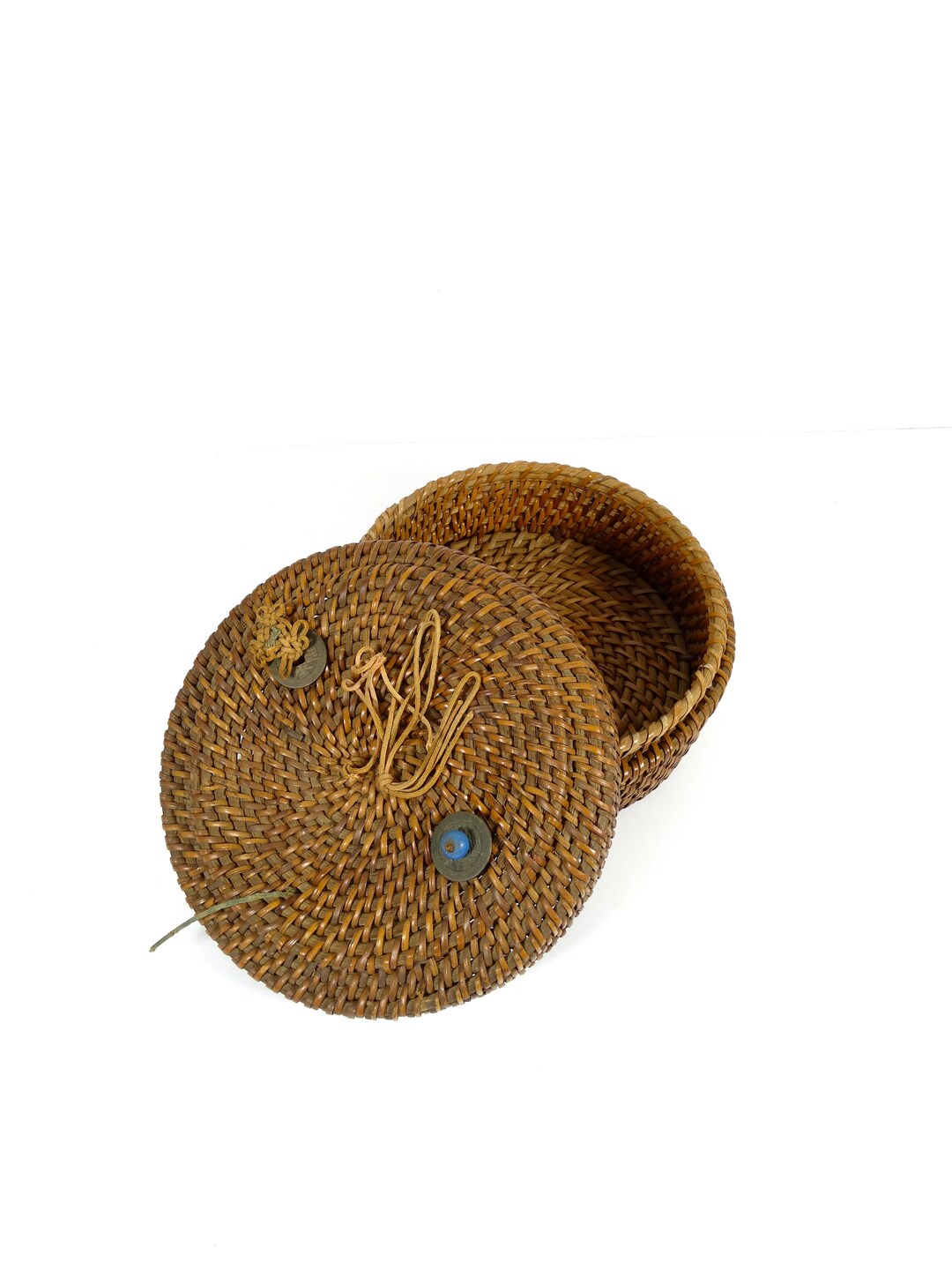 Vintage Sewing Basket With Chinese Coin Chinese Sewing Basket Antique ...