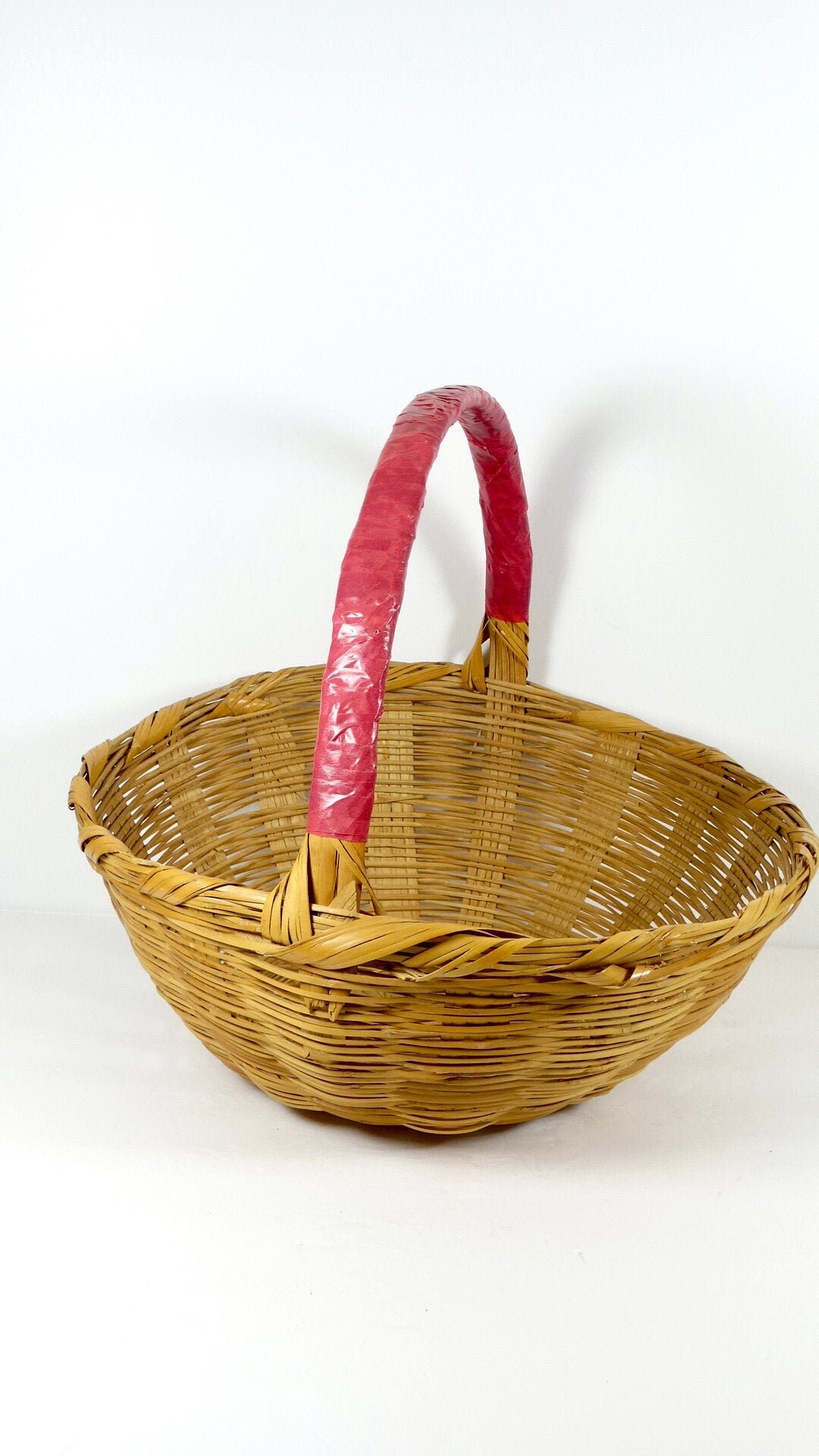 1950s-1960s Large Round Wicker Basket - Wicker Easter Basket - 1950s ...