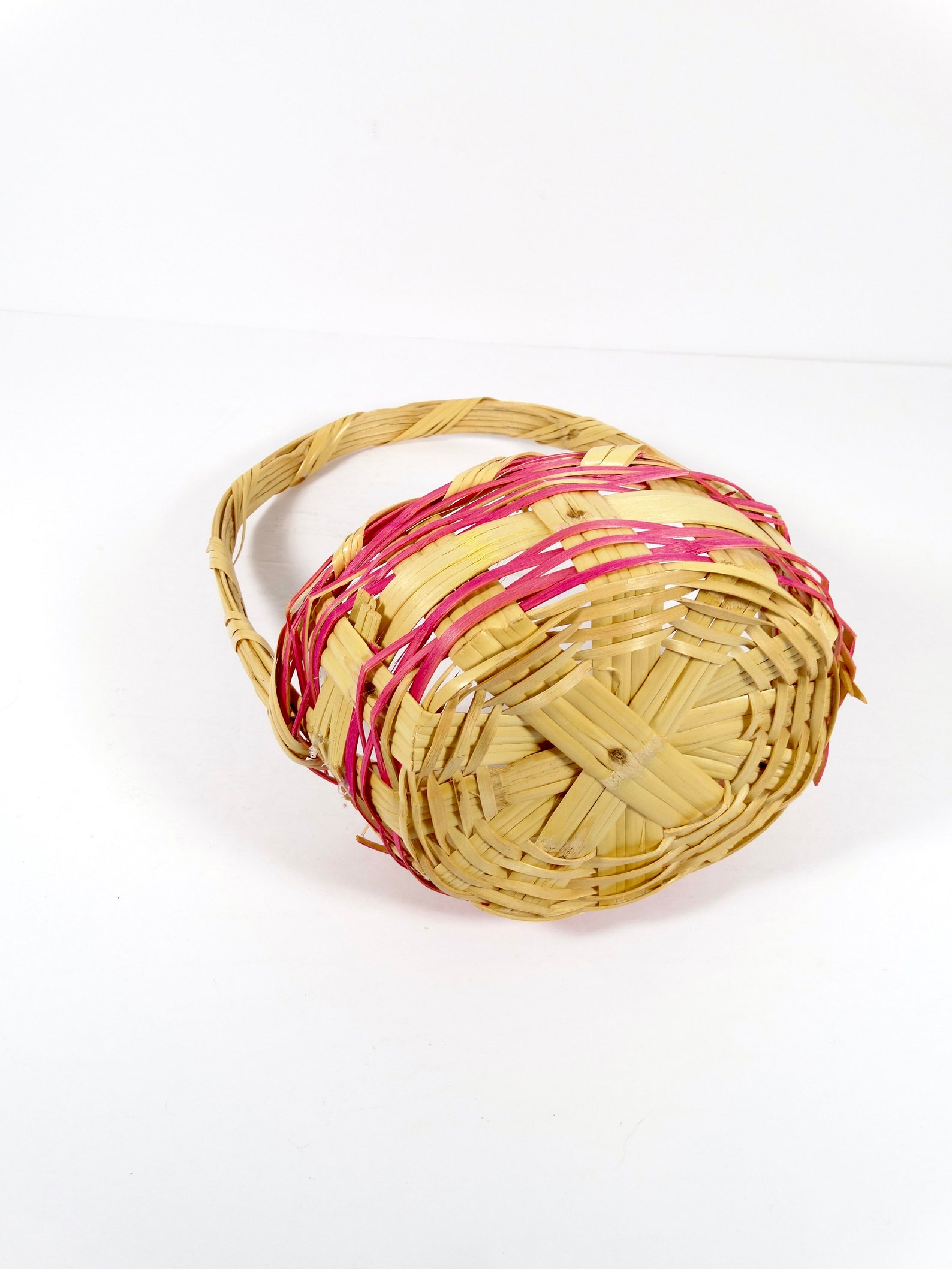 1950s-1960s Easter Basket - Tiny Wicker Easter Basket - Mexico Striped ...