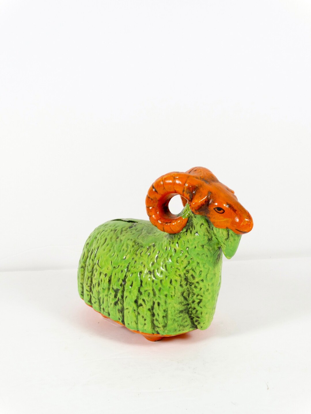 1970s Ram Piggy Bank Aries Piggy Bank 70s Piggy Bank Sheep Ram Plaster ...
