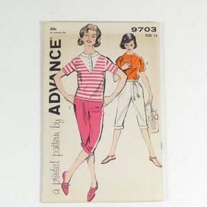 1950s Advance Sports Separates Pattern - Advance 9703 - Vintage Misses ...