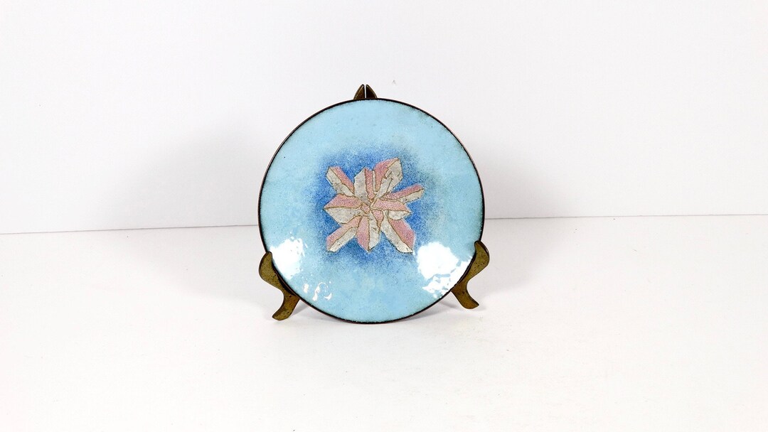 Copper Enamel Plate, Vintage Midcentury 1960s Quartz Crystal Cluster ...