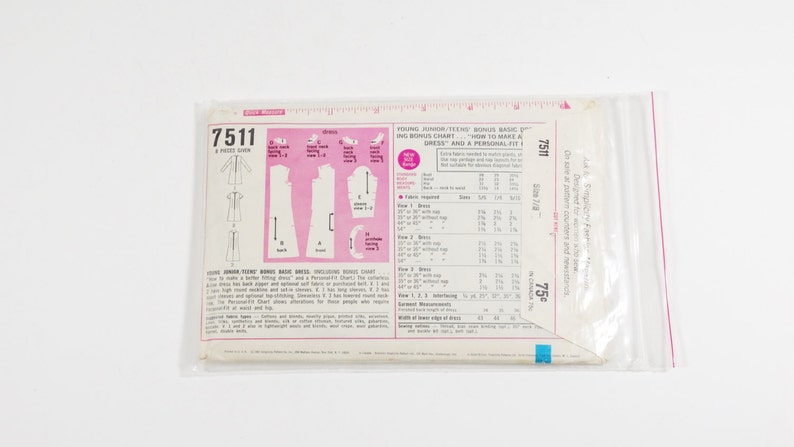 1967 Simplicity 7511 Young Junior-teens Bonus Basic Dress - Etsy