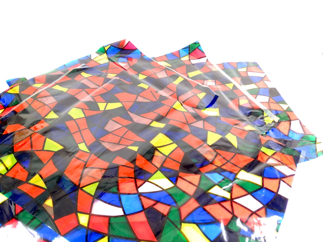 1960s Stained Glass Window Clings Set of 4 Faux Stained Glass Window ...