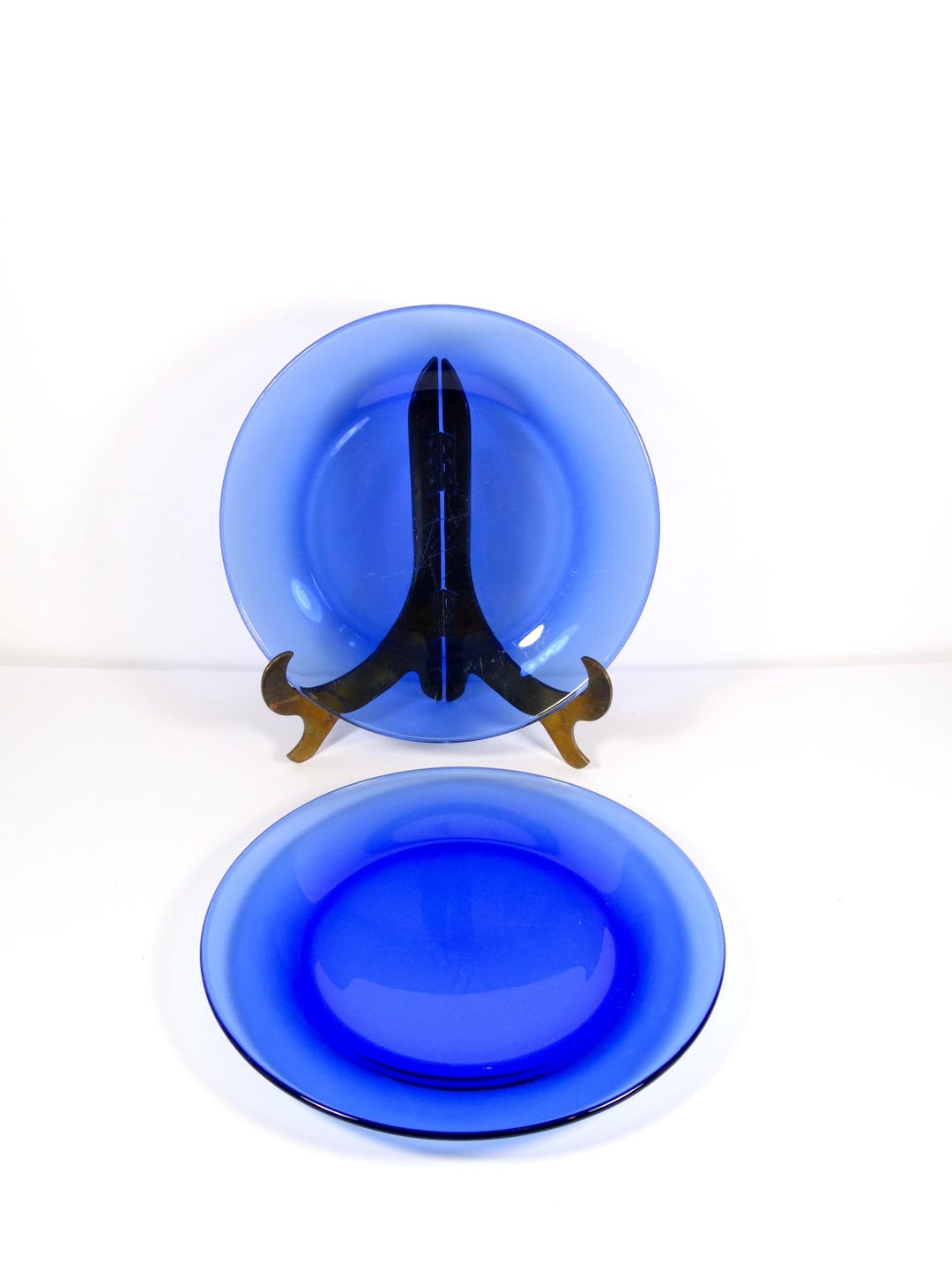 Intage Cobalt Blue Dinner Plates Set of 2 Blue Glass Dinner Plates ...