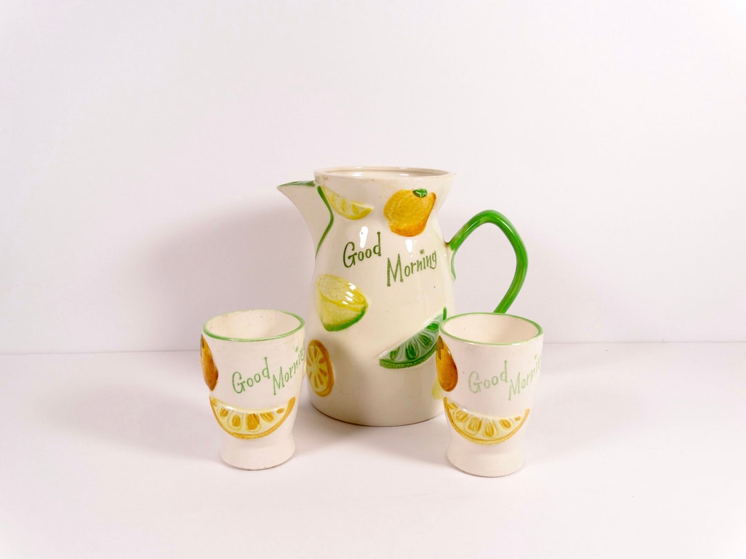 Cute Vintage Juice Set Good Morning Pitcher and Juice Glasses Good ...