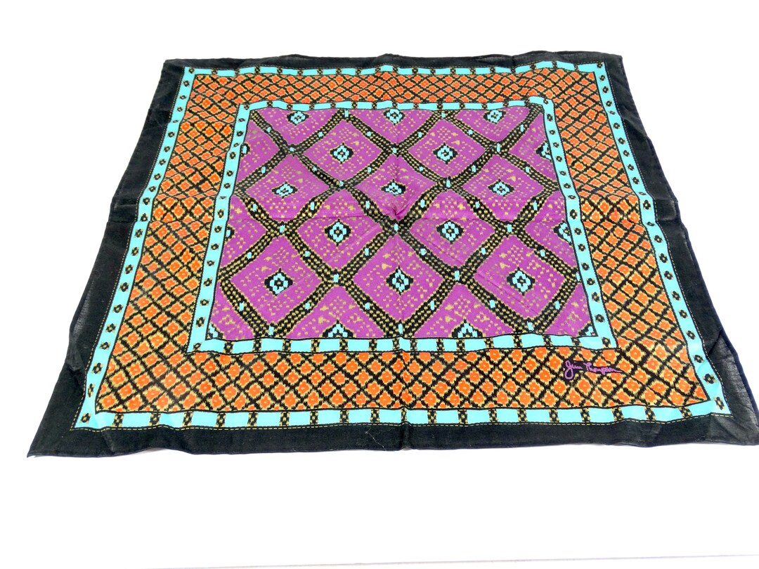 1980s Jim Thompson Handkerchief Tribal Print Pocket Square Cotton Boho ...