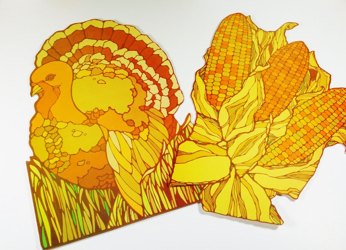 Set of Vintage Fall Autumn Cutouts Halloween Thanksgiving | Etsy