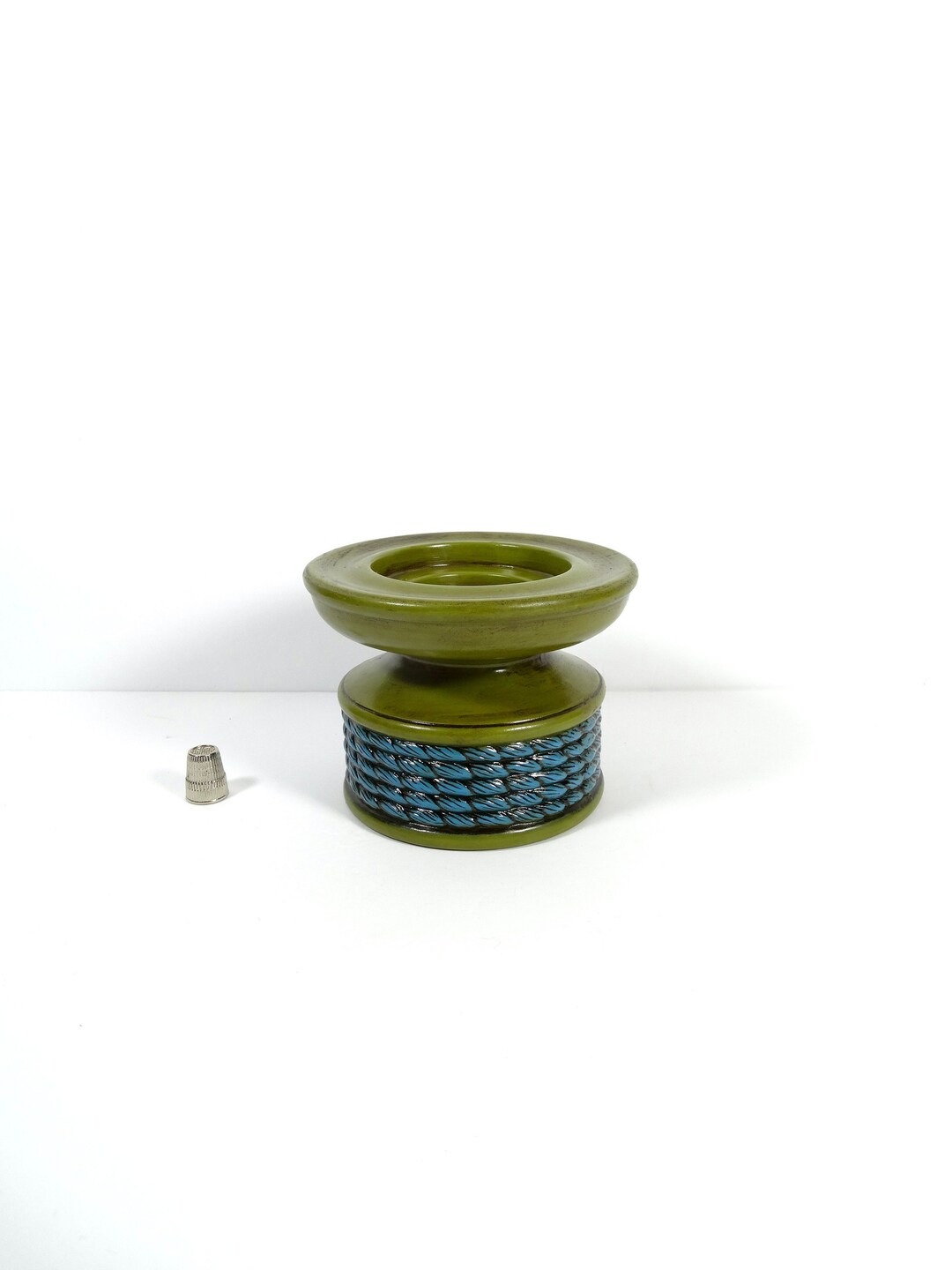 1970s Pillar Candlestick 70s Candle Holder Green and Blue Pillar ...