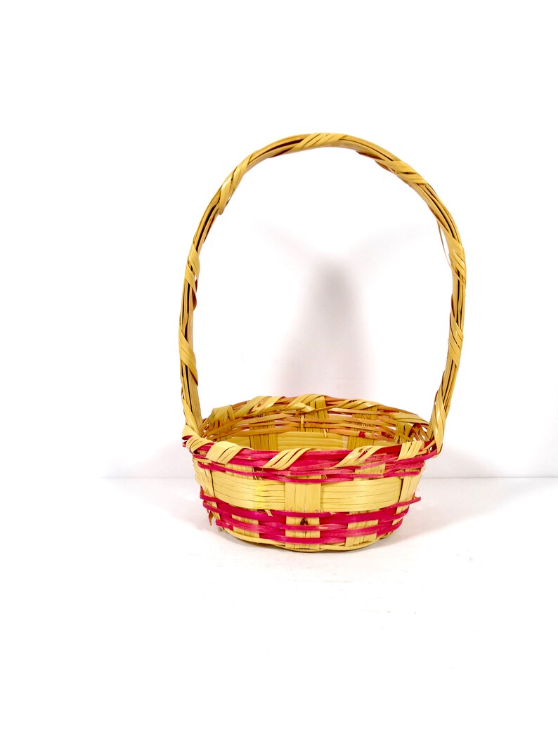 1950s-1960s Easter Basket - Tiny Wicker Easter Basket - Mexico Striped ...