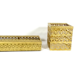 Vintage Hollywood Regency Tissue Boxes - Set of 2 Gilt Metal Tissue Box ...