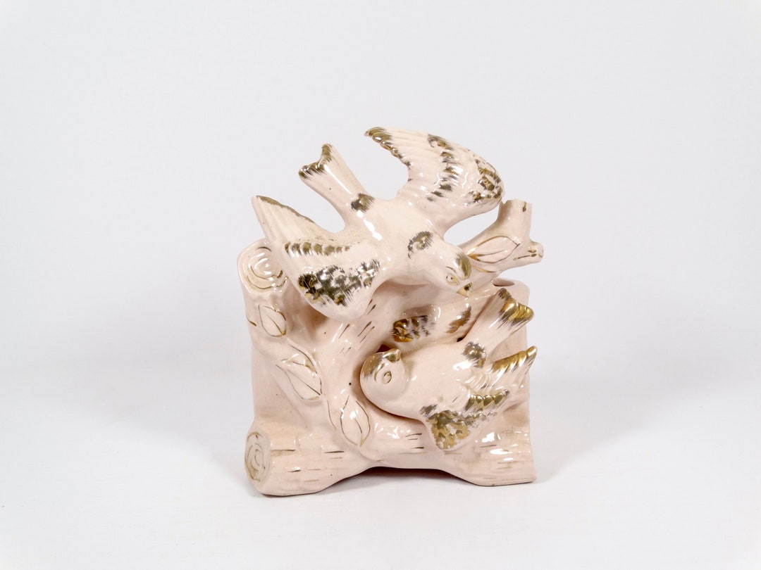 1930s-40s Bird Planter - Betson Pink and Gold Bird Planter Indoor ...