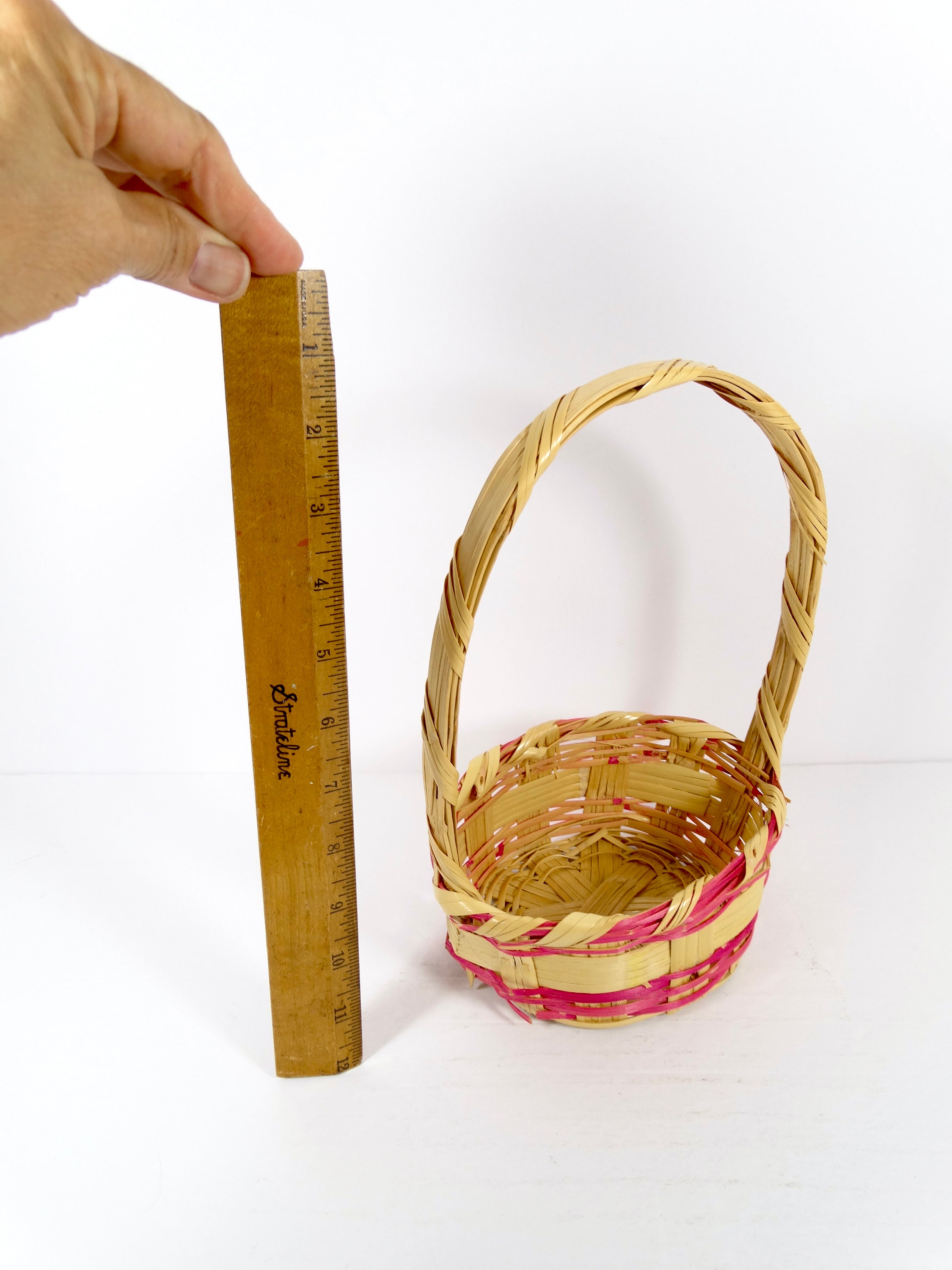 1950s-1960s Easter Basket - Tiny Wicker Easter Basket - Mexico Striped ...