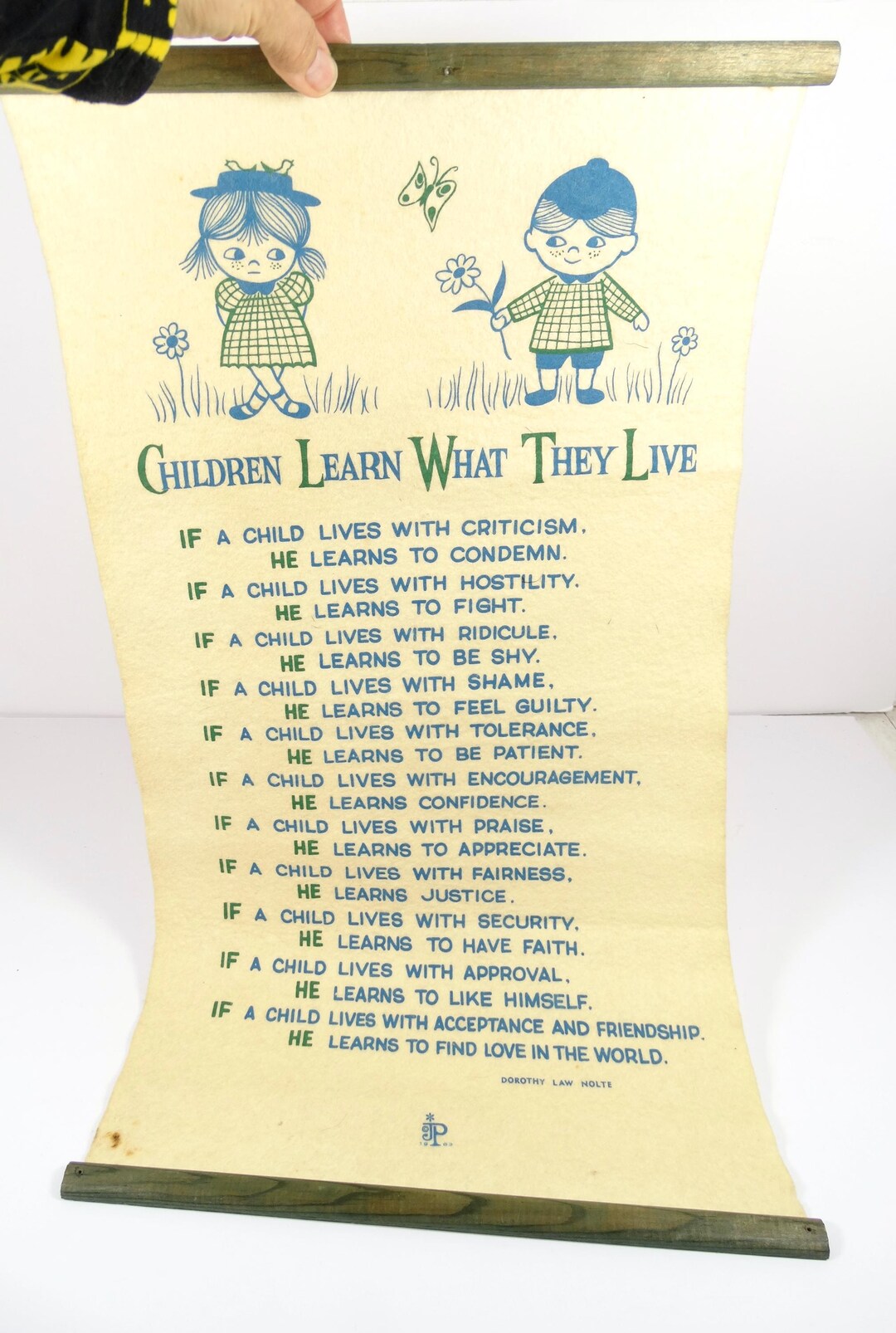 1963 Children Learn What They Live Banner 1960s Banner Dorothy Law ...