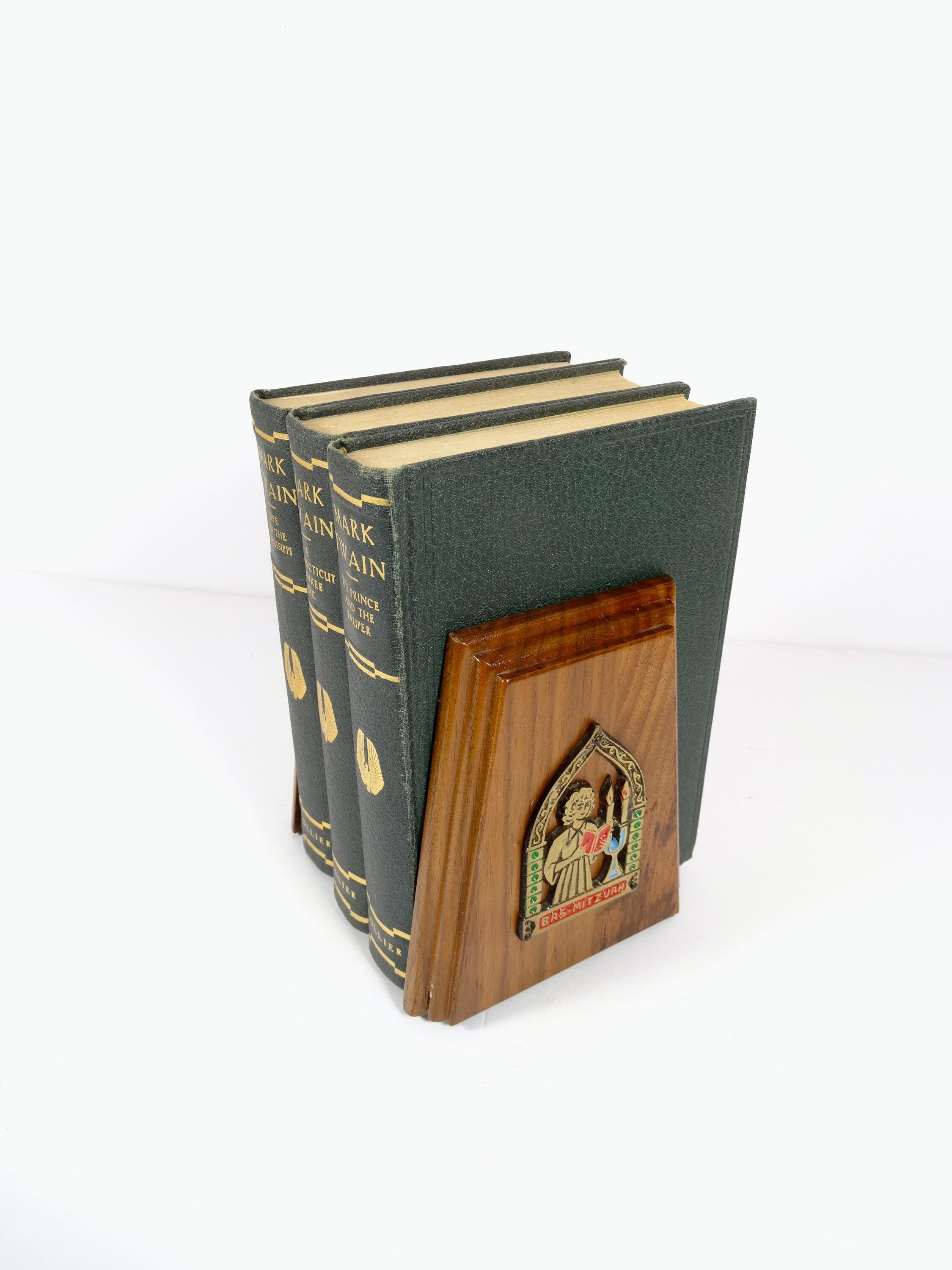 Vintage Bas Mitzvah Bookends Vintage Judaica Bat Mitzvah Gift Walnut ...