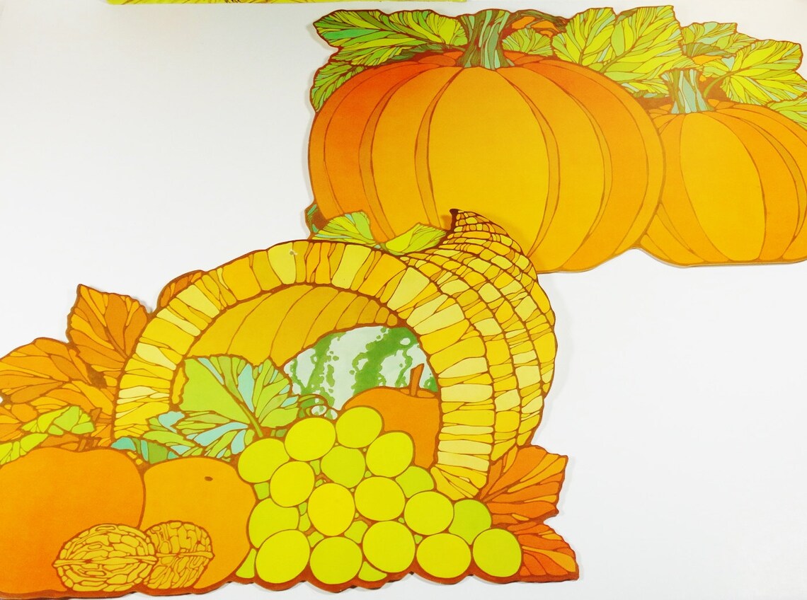 Set of Vintage Fall Autumn Cutouts Halloween Thanksgiving | Etsy