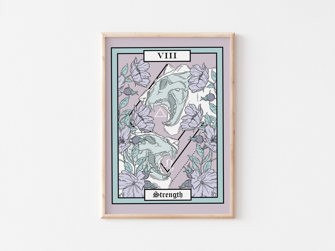 Amethyst Pastel Strength Leo Tarot Card Botanical Art Print - Etsy