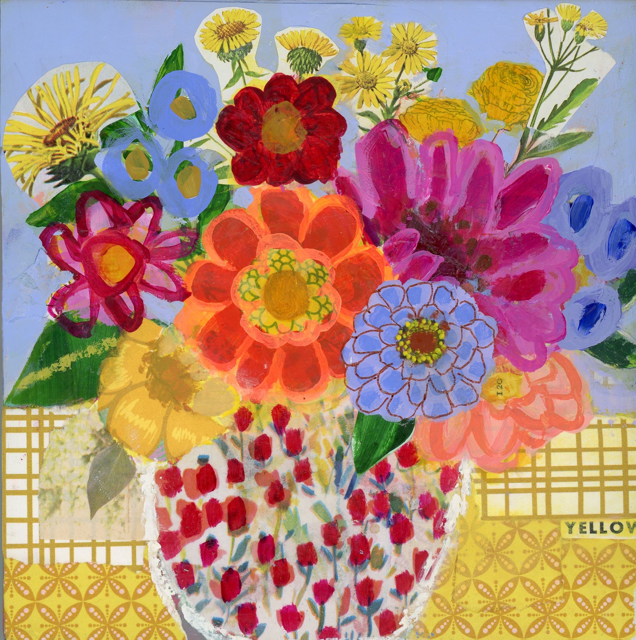 Floral Painting by Jeana Perkins, Small Floral Painting, Mixed Media ...