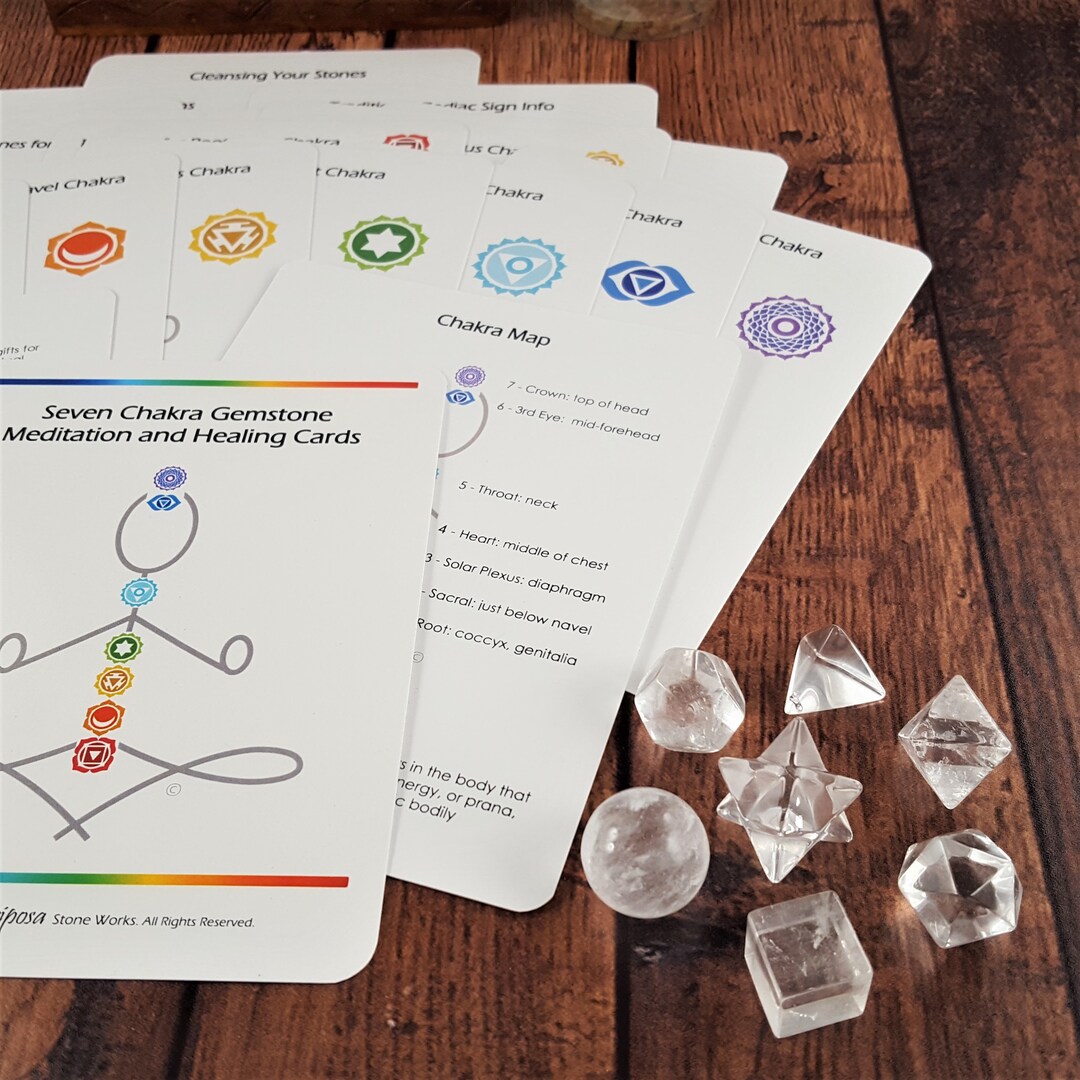 Sacred Geometry Stones, Quartz Platonic Solids With Chakra Card Opt ...