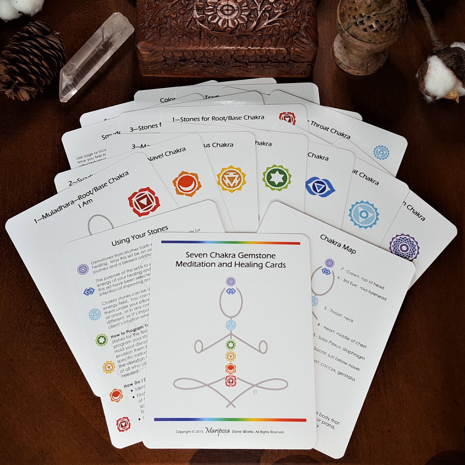Deluxe Chakra Stone Boxed Set Chakra Cards 14 Stones - Etsy